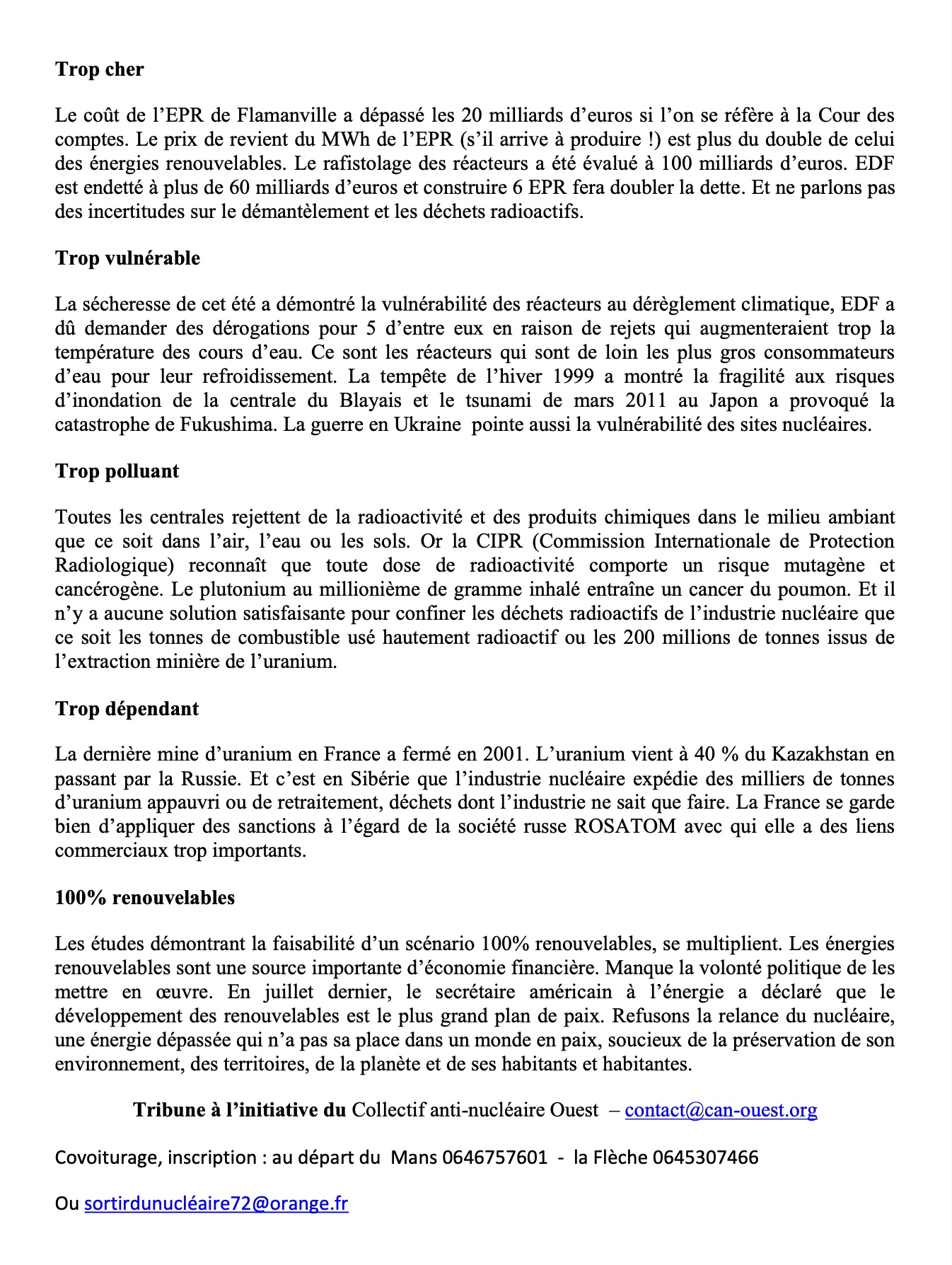16 Février 2023 à Tours Relance Du Nucléaire Non Merci Sortir